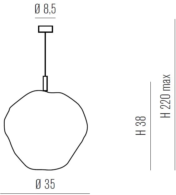 Metal Lux 274.535.18 Saxa, závěsé svítidlo z kouřového skla, 1xE27, průměr 35cm