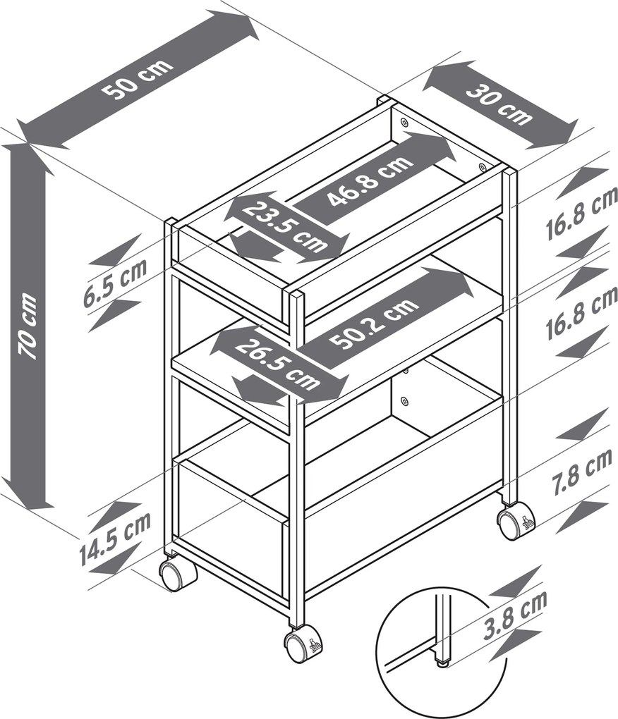 Tchibo - Regál »Klaar« na kolečkách - barva: bílá