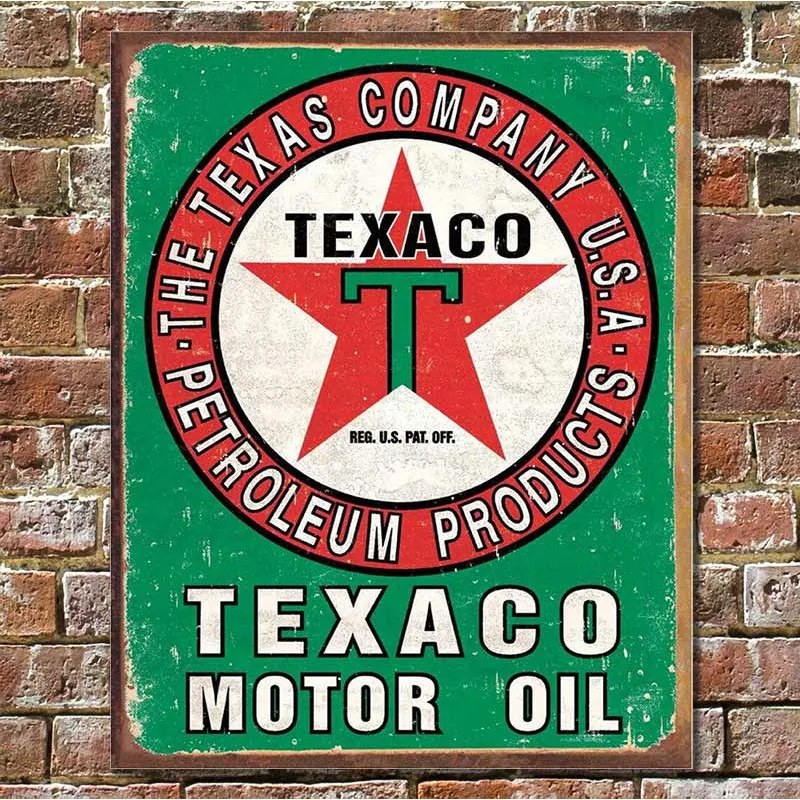 Plechová cedule Texaco Oil Weathered 32 cm x 40 cm
