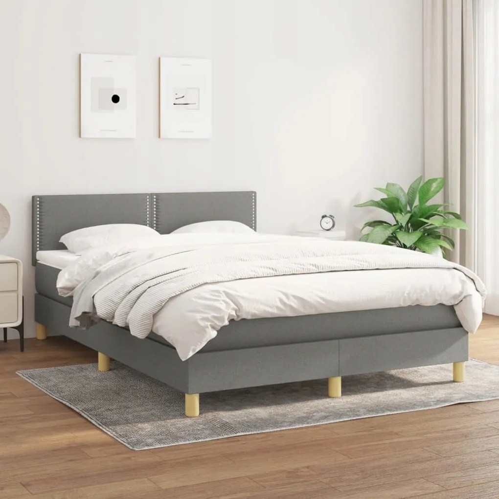 Box spring postel s matrací tmavě šedý textil tmavě šedá