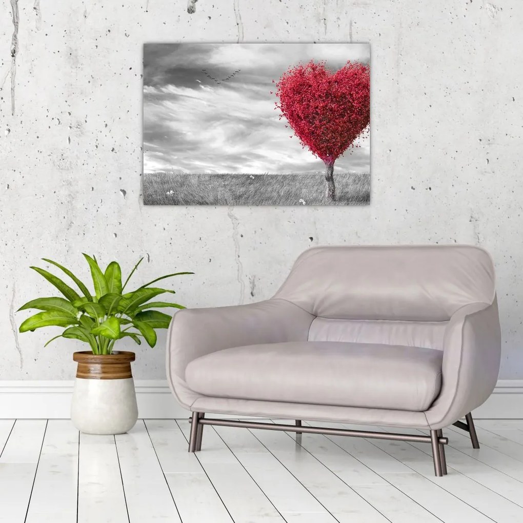 Skleněný obraz - Srdce korunou stromu (70x50 cm)