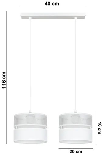 Lustr na lanku LIMA 2xE27/60W/230V stříbrná/bílá