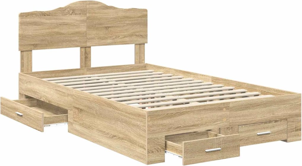 Rám postele s čelo Sonoma dub 120 x 200 cm Kompozitní dřevo 3413213