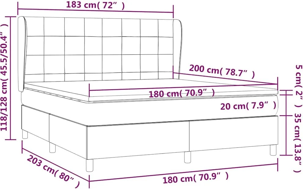 Box spring postel s matrací černá 180x200 cm textil 3127983