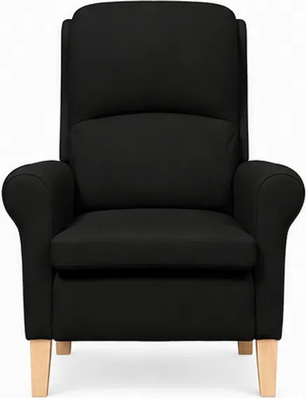křeslo relaxační, odpočinkové, ušák, dřevo/textil, 101x95x75 cm, přírodní/černá, Dekorino KR20260036