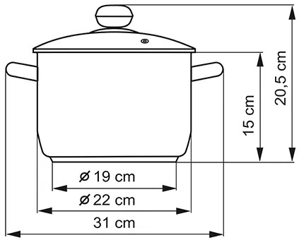 KOLIMAX - české nerezové nádobí Hrnec s poklicí KOLIMAX PREMIUM 22 cm, 5,5 l