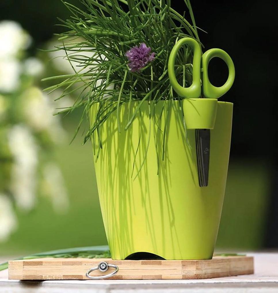 Prosperplast LIMES UNO květináč na bylinky s nůžkami 13cm, 1,3l, beton DLU130