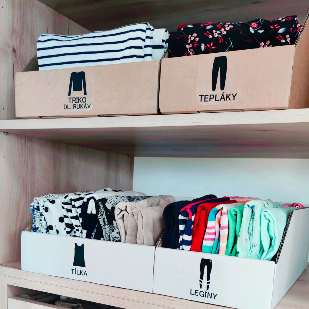 KARTON PAK Úložné boxy na oblečení, organizéry do skříně BÍLÝ KARTON 20x54cm