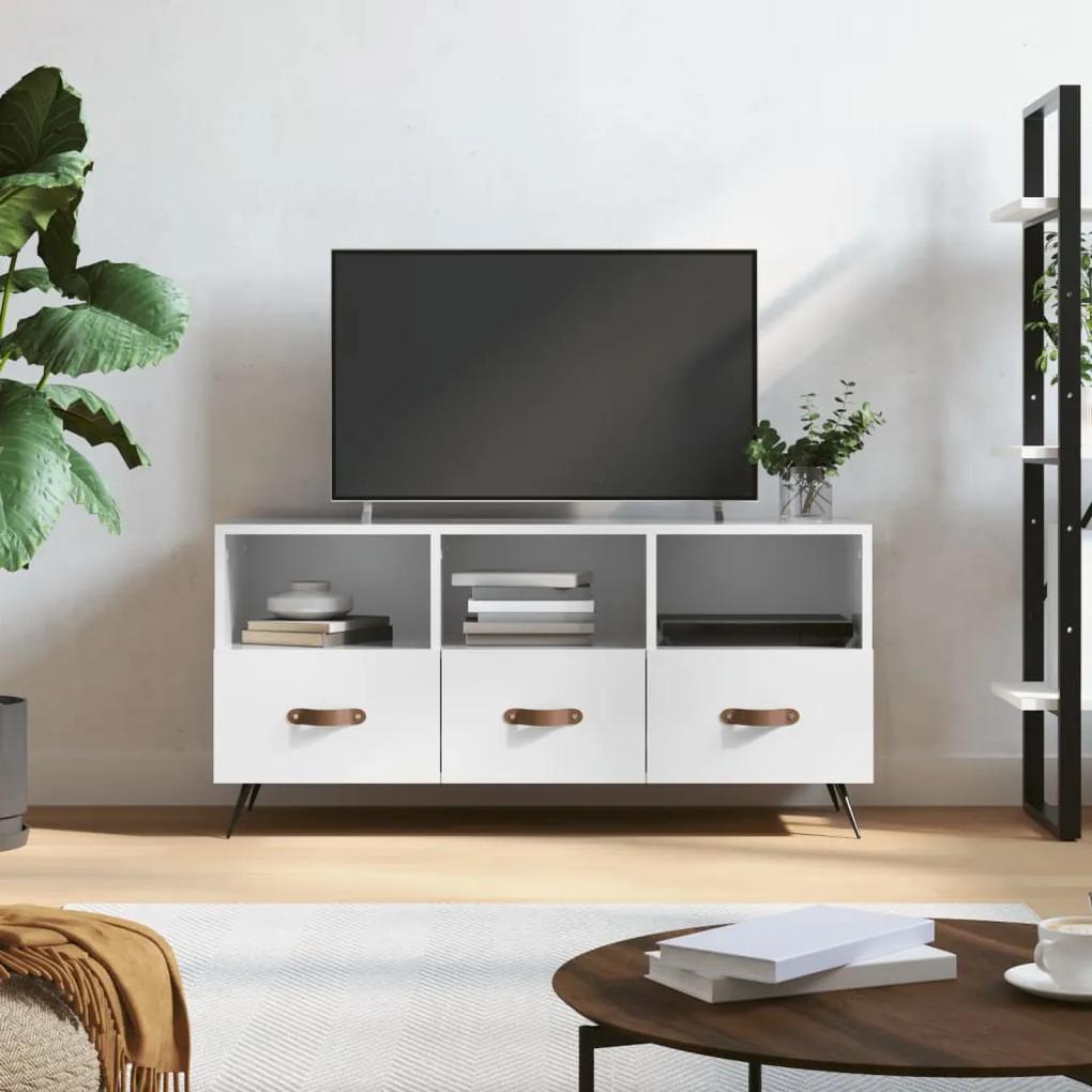 vidaXL TV skříňka bílá s vysokým leskem 102x36x50 cm kompozitní dřevo