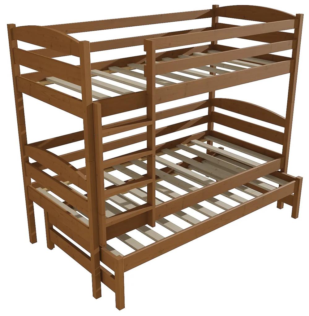 Vomaks Patrová postel s výsuvnou přistýlkou PPV 016 Rozměr: 90 x 180 cm, Barva: moření dub, Prostor mezi lůžky: 80 cm