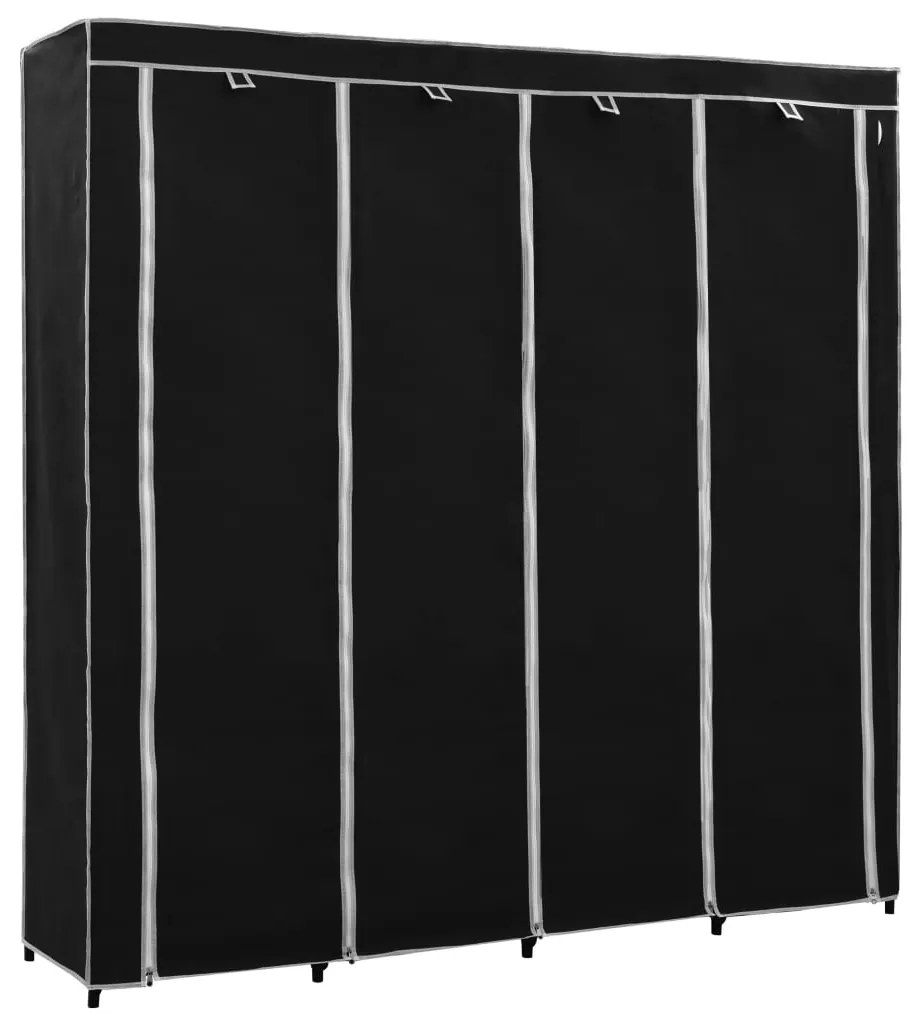 282445 vidaXL Wardrobe with 4 Compartments Black 175x45x170 cm