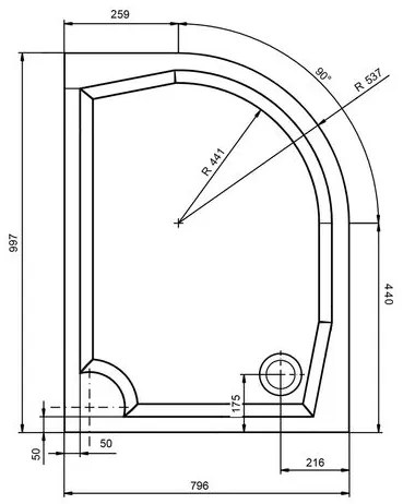 Gelco G5 Riva Sprchová vanička, 1000x800 mm, levá, bílá GR10080L