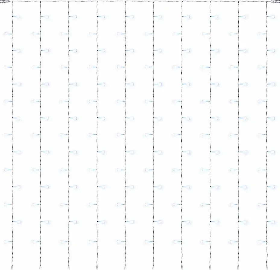 Hobby Line LED světelný závěs do okna, 200 × 200 cm, ledově bílá, 200 diod, čirý kabel, IP20 do interiéru