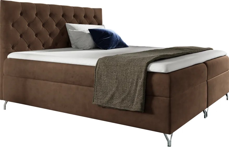 Boxspringová postel, 160x200, hnědá látka Velvet, GULIETTE + dárek