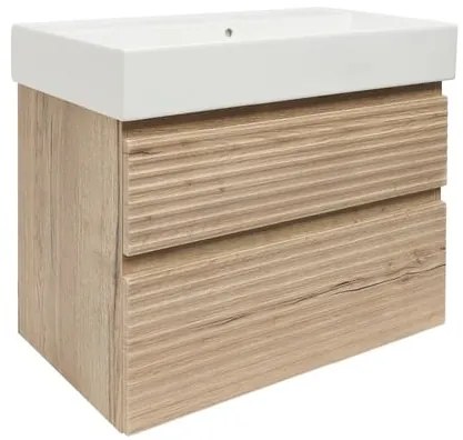 Koupelnová skříňka 2 zásuvková s umyvadlem Naturel Savona 78x53x44,8 cm dub Halifax mat SAVONA280DHSAT