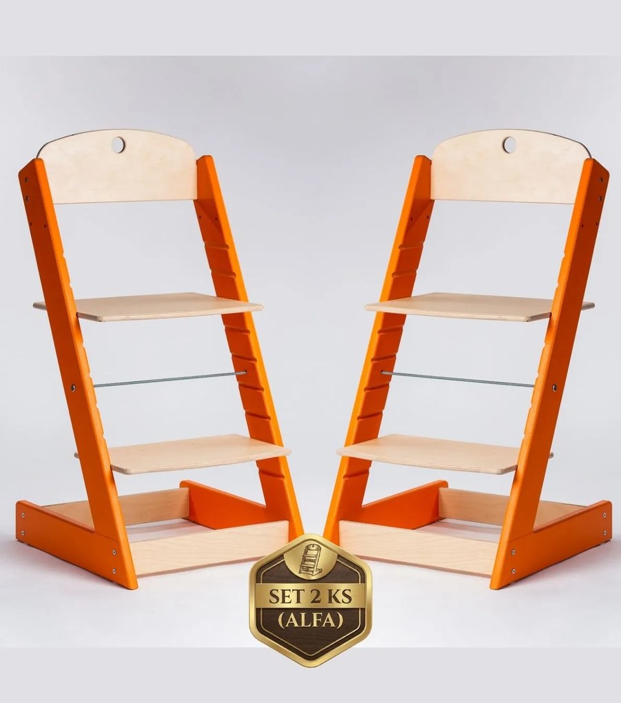 Lucas Wood Style - rostoucí židle ALFA III zvýhodněný set 2 ks - oranžová + oranžová