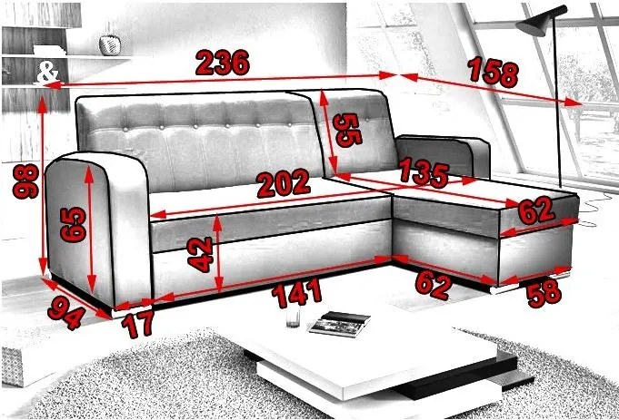 Moderní rohová sedací souprava Rocky - HIT 2016 Roh: Orientace rohu Levý roh