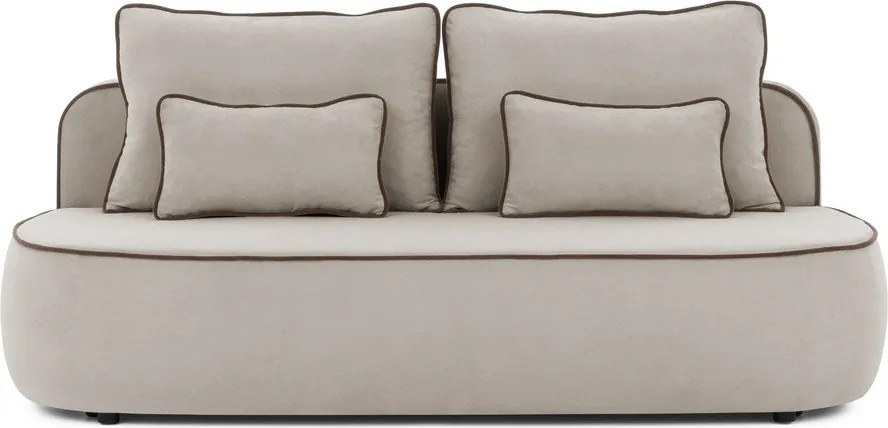 Hnědá/taupe sametová rozkládací/s úložným prostorem pohovka 210 cm Saga – Ropez