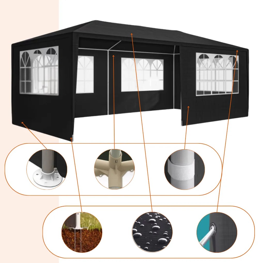Párty stan NEAPOL, 3x6m, antracitová Jurhan