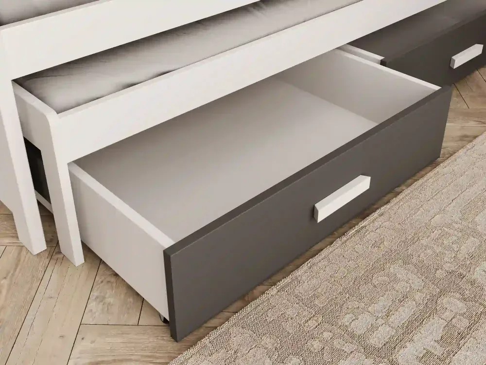 Postel Domek Jaspis s matrací bílá, š. 87 cm – antracit