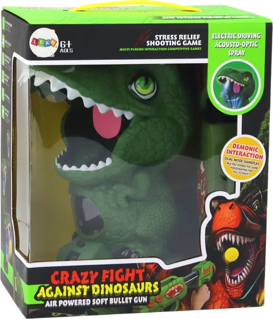 LEAN Toys Postřehová hra – Střelba na dinosaura – Zelená pistole – Kuličky