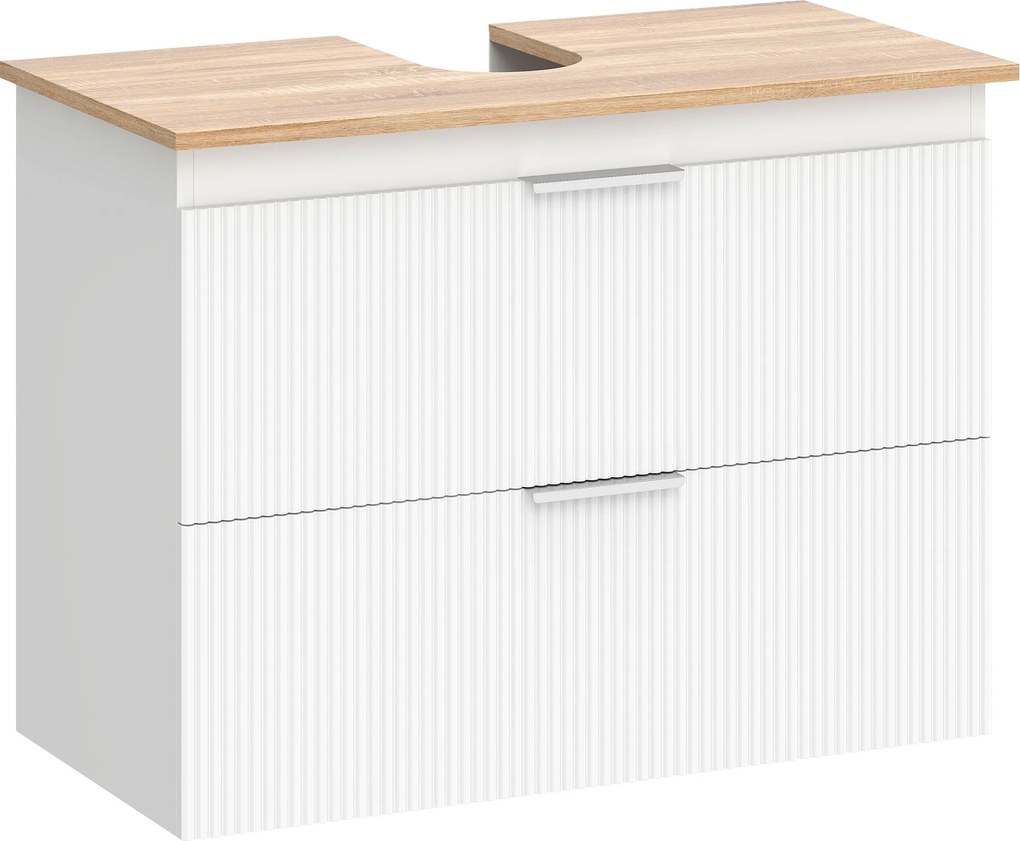 HOMCOM spodní skříňka pod umyvadlo s 2 velkými zásuvkami, dvoubarevná, vhodná pro sloupkové i nábytkové umyvadlo, 80 × 40 × 60 cm, bílá a přírodní | A