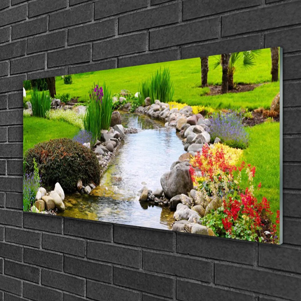 Obraz na skle Zahrada Jezero Příroda 100x50 cm