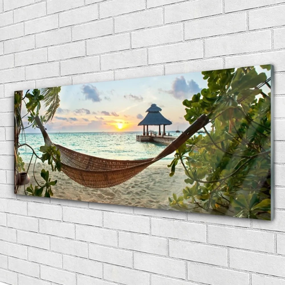 akrylový obraz Pláž Hamaka Moře Krajina 125x50 cm