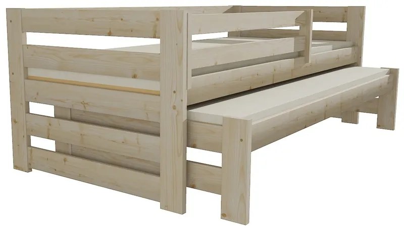 Vomaks Dětská postel s výsuvnou přistýlkou DPV 007 90 x 180 cm surové dřevo