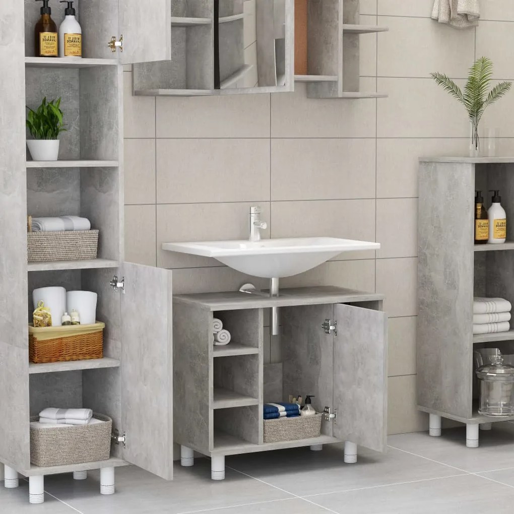 Koupelnová skříňka betonově šedá 60 x 32 x 53,5 cm dřevotříska - Default Title