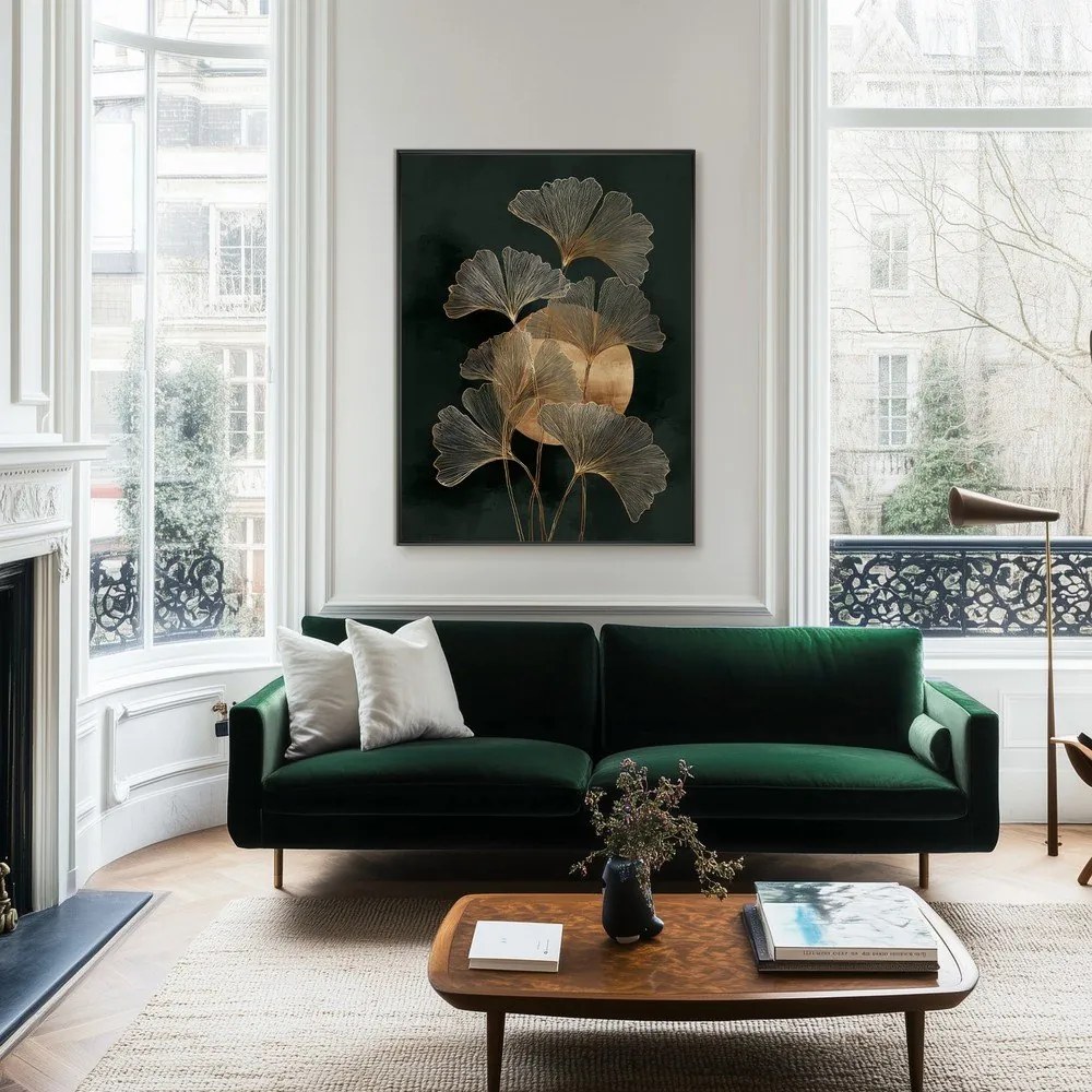 Tištěný obraz s rámem 60x80 cm Gold Ginkgo – Styler