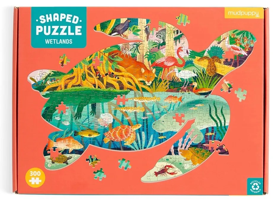 Mudpuppy Puzzle Mokřady ve tvaru želvy 300 dílků