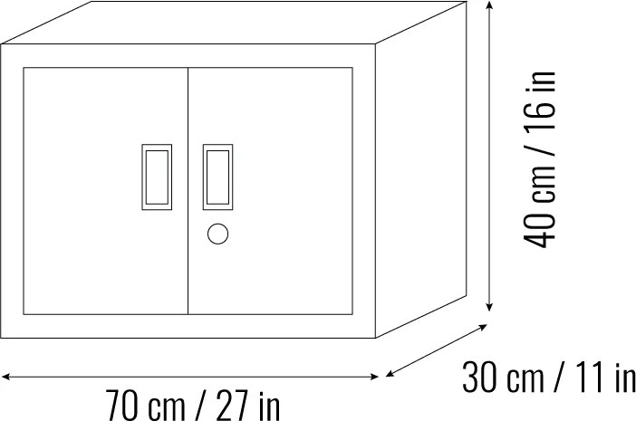 Závěsná plechová skříňka 40x70x30 cm