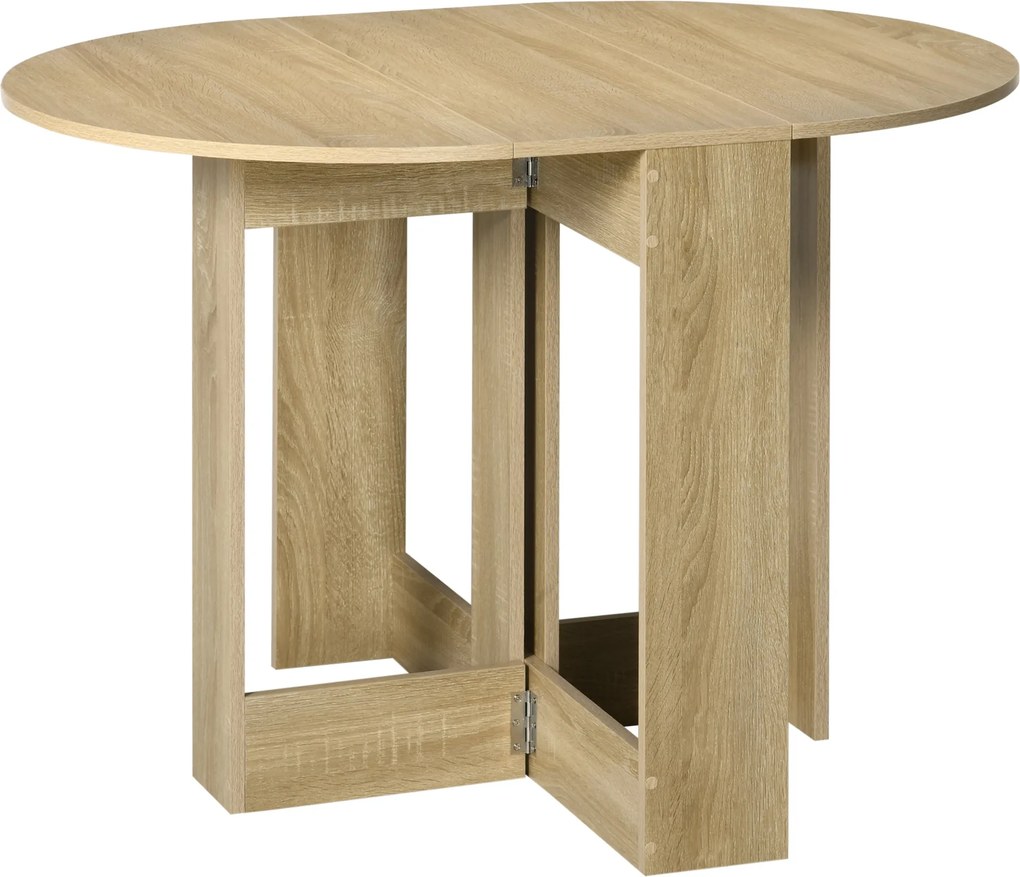 HOMCOM Skládací Jídelní Stůl Kuchyňský Stůl se 2 Sklopnými Křídly Skládací Stůl pro 2-4 Osoby 104x76x73,7 cm Dub