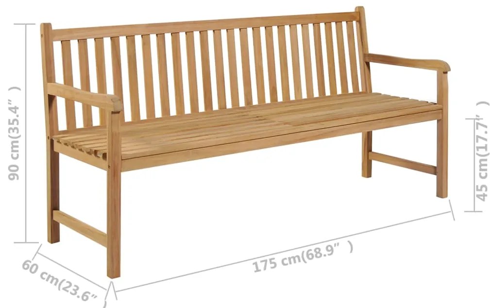 vidaXL Marketos Zahradní lavice s antracitovou poduškou 175 cm masivní teak
