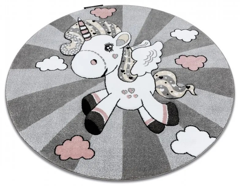 Dywany Łuszczów, Dětský kusový koberec Petit Unicorn grey kruh, 160x160 (průměr) kruh, šedá, dětský pokoj