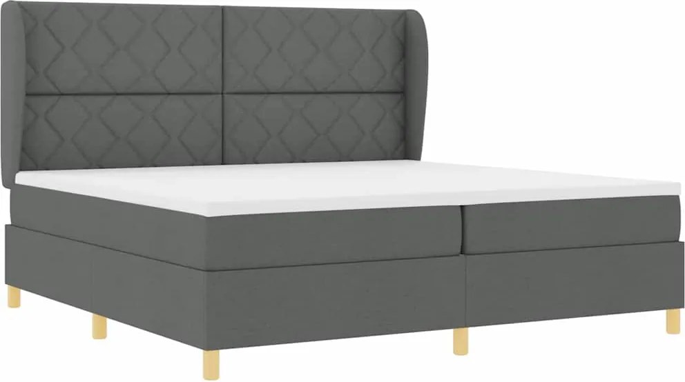 Postel s boxspringem s čelo Tmavě šedá 200 x 200 cm textil 3340838