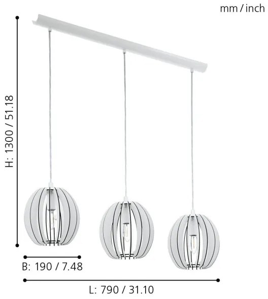 Eglo 94444 - Lustr COSSANO 3xE14/40W/230V
