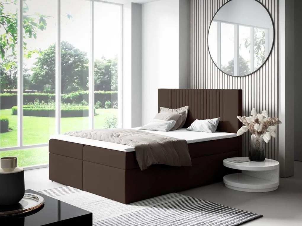 Eka Kontinentální čalouněná postel LINA - Trinity (90x200 cm) Barva látky Trinity: Světle hnědá (Trinity 2306)