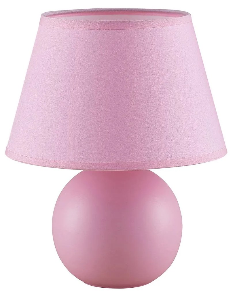 Lindby Calliota látková stolní lampa kulatá růžová