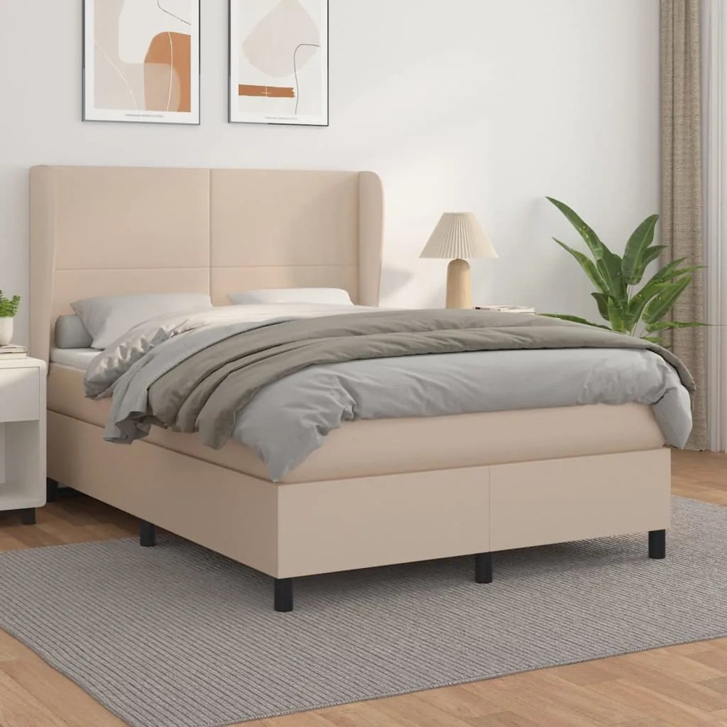 vidaXL Box spring postel s matrací cappuccino 140x190 cm umělá kůže