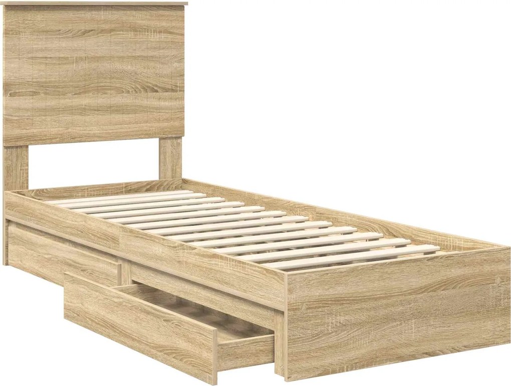 Postel s úložným prostorem se zásuvkou Sonoma dub 75 x 190 cm 3411259