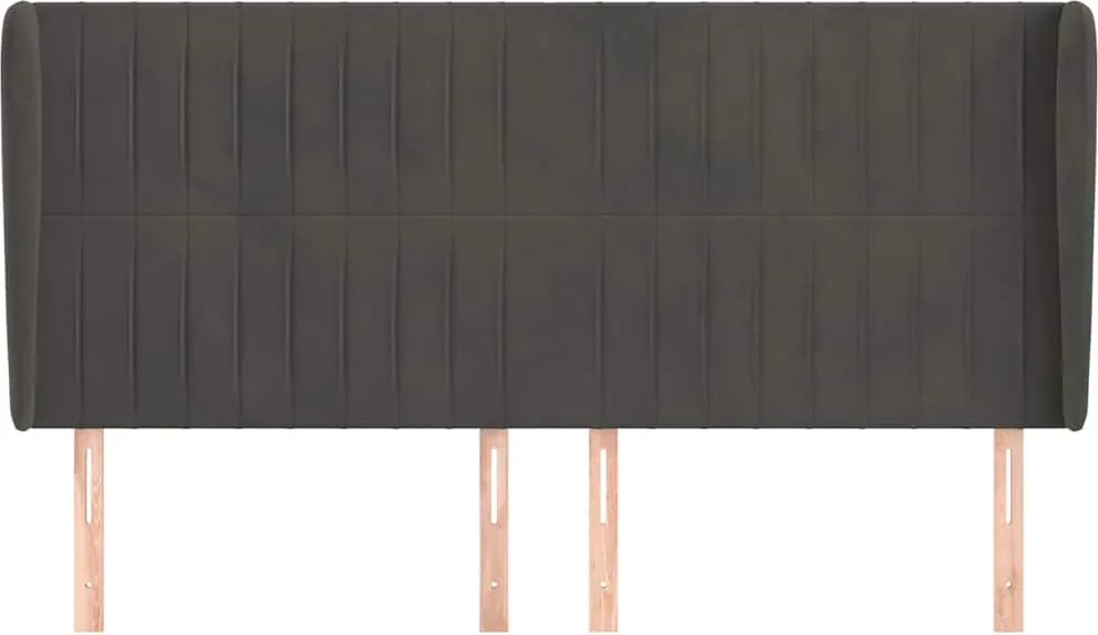 Čelo postele typu ušák tmavě šedé 203x23x118/128 cm samet 3118261