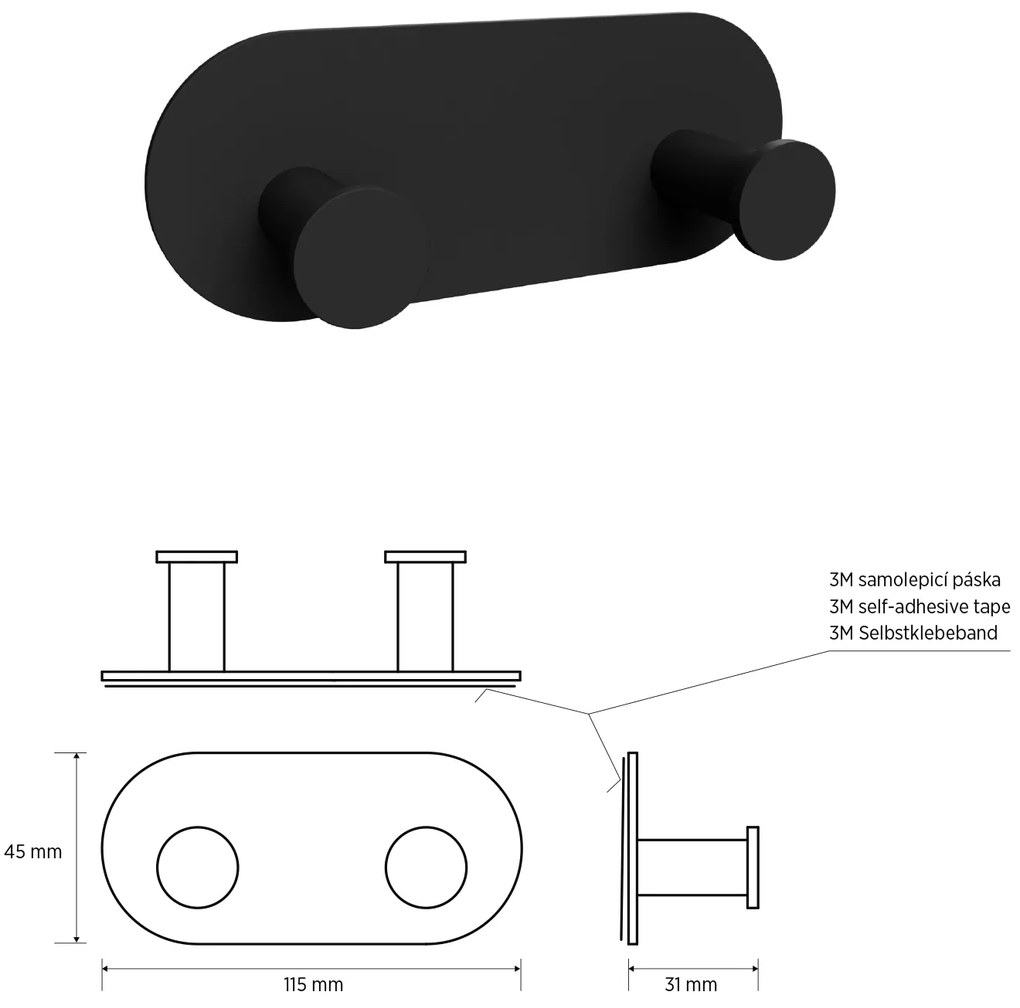 Sapho Sapho, X-ROUND samolepící dvojháček, černá mat, XR220B