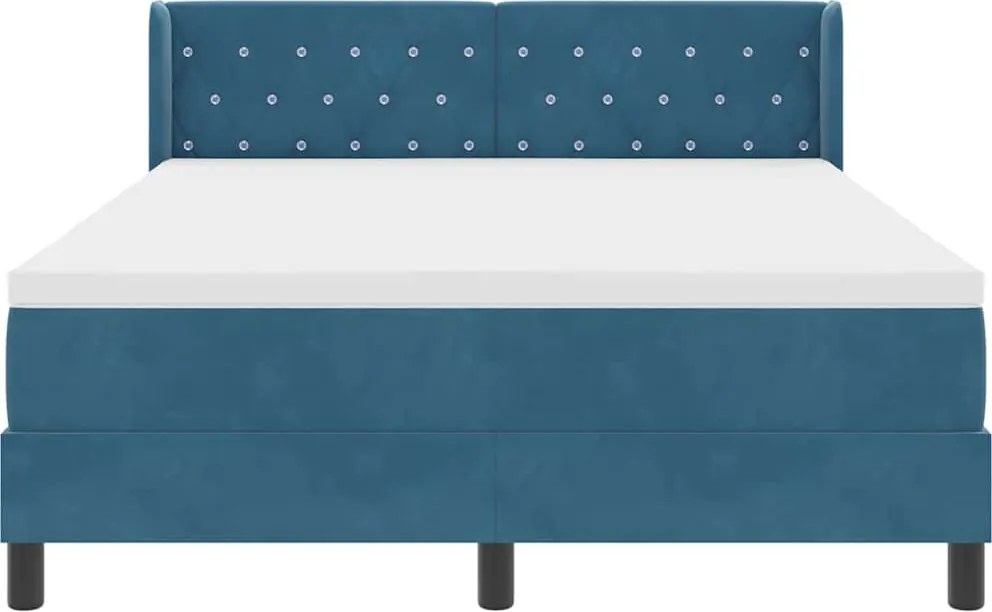 Postel s boxspringem s čelo Tmavě modrá 200 x 160 cm samet 3341424