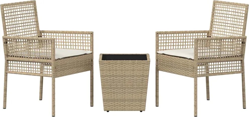 Zahradní bistro set 3 ks Béžová polyratan 3334959