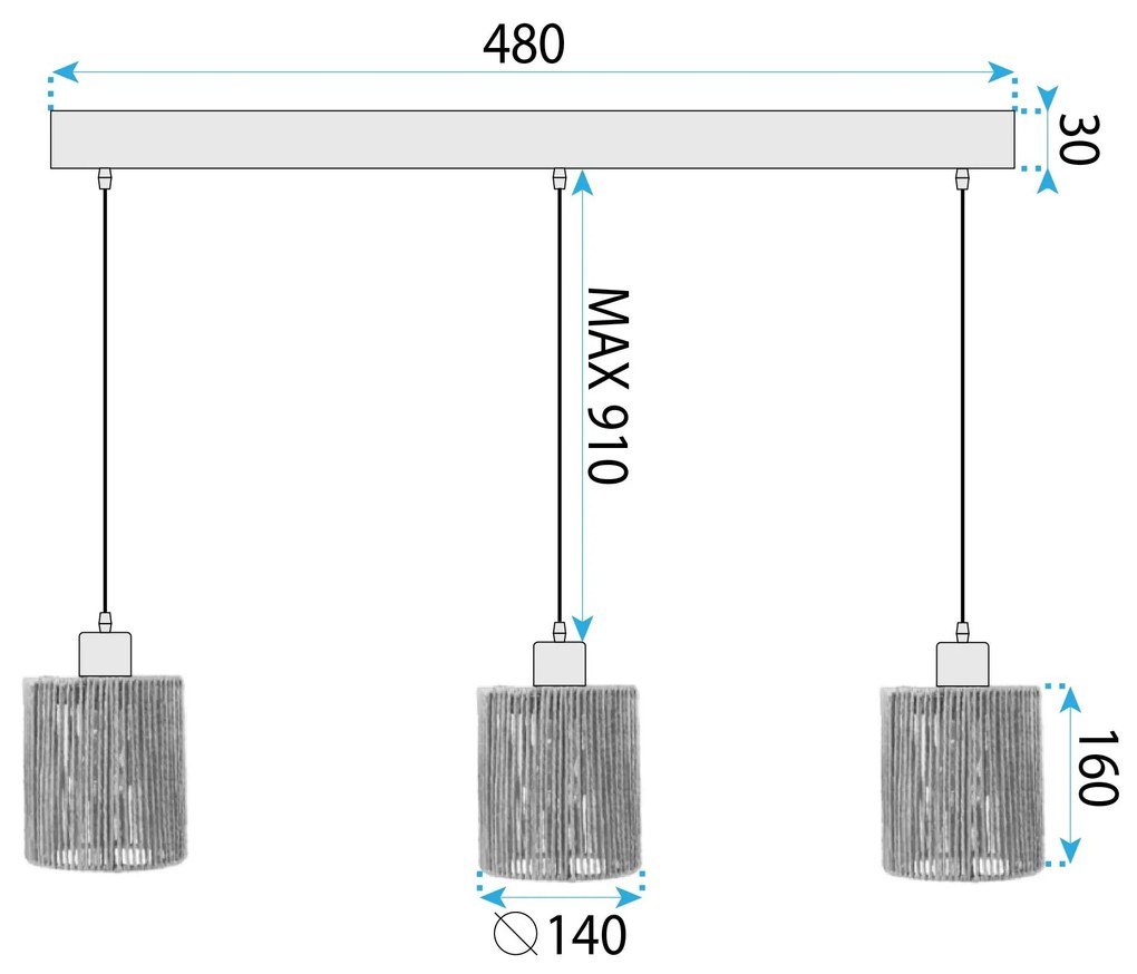 Toolight Toolight, závěsné svítidlo 3xE27, APP1821-3CP, černá matná-hnědá, OSW-00622