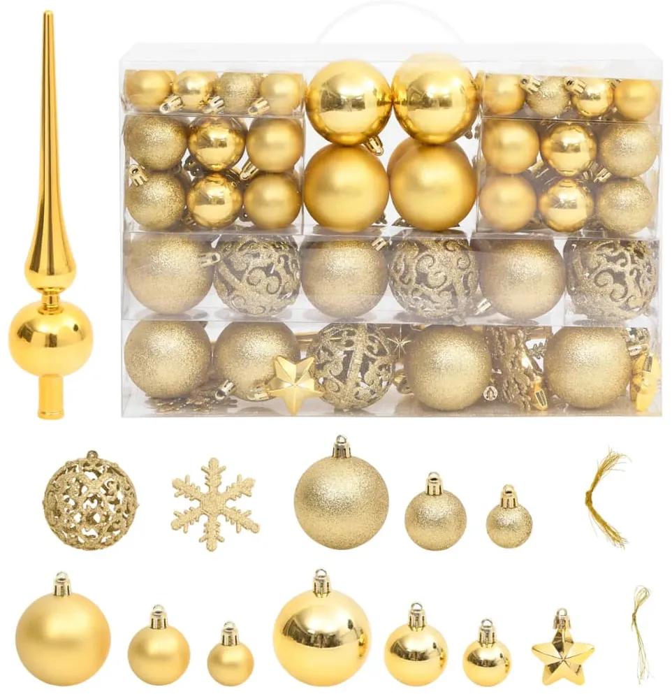 356109 vidaXL 111dílná sada vánočních ozdob zlatá polystyren