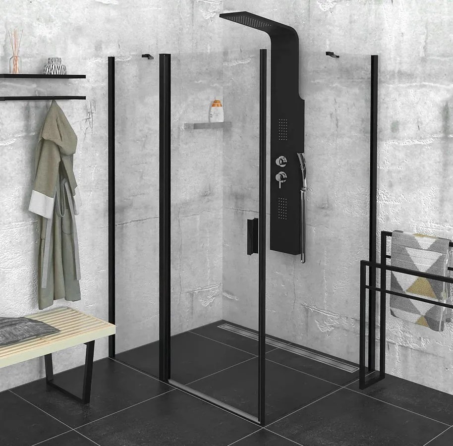 Polysan, Zoom Line Black obdélníková sprchová zástěna 1400x800mm L/P varianta, ZL1314BZL3280B