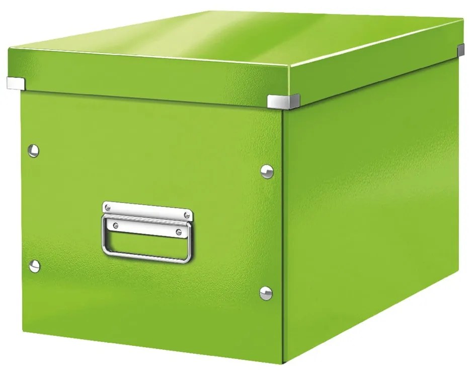 Zelený kartonový úložný box s víkem 32x36x31 cm Click&amp;Store – Leitz